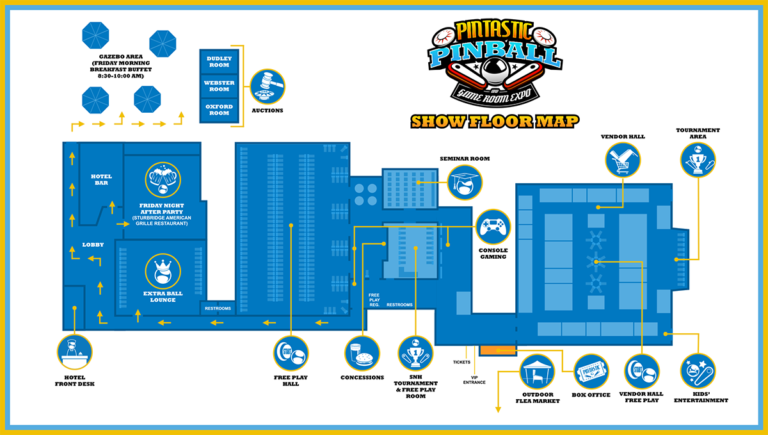 show map - Pintastic Pinball & Game Room Expo